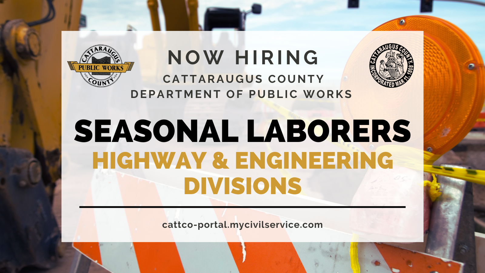 Hiring Seasonal Laborer (DPW) | Cattaraugus County Website